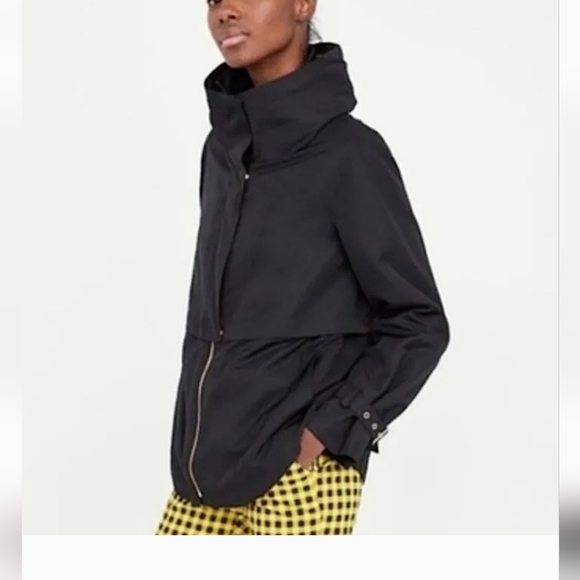 Zara | Jackets & Coats | Zara Basic Womans Black Hooded Rain Jacket M ...